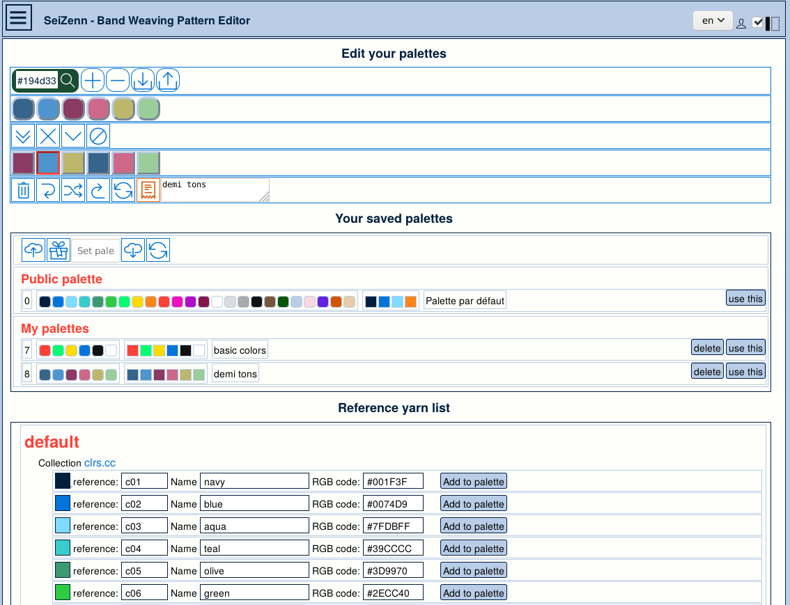 Seizenn pattern editor